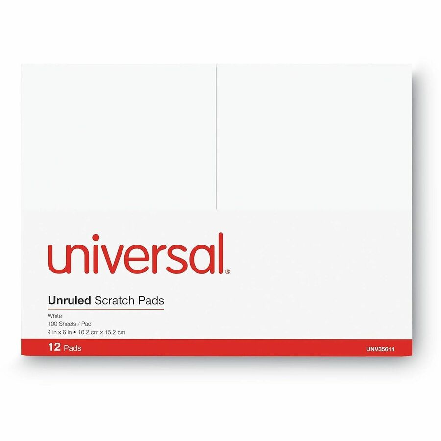 Universal Scratch Pads, Unruled, (100) White 4 x 6 Sheets, 12/Pack ...