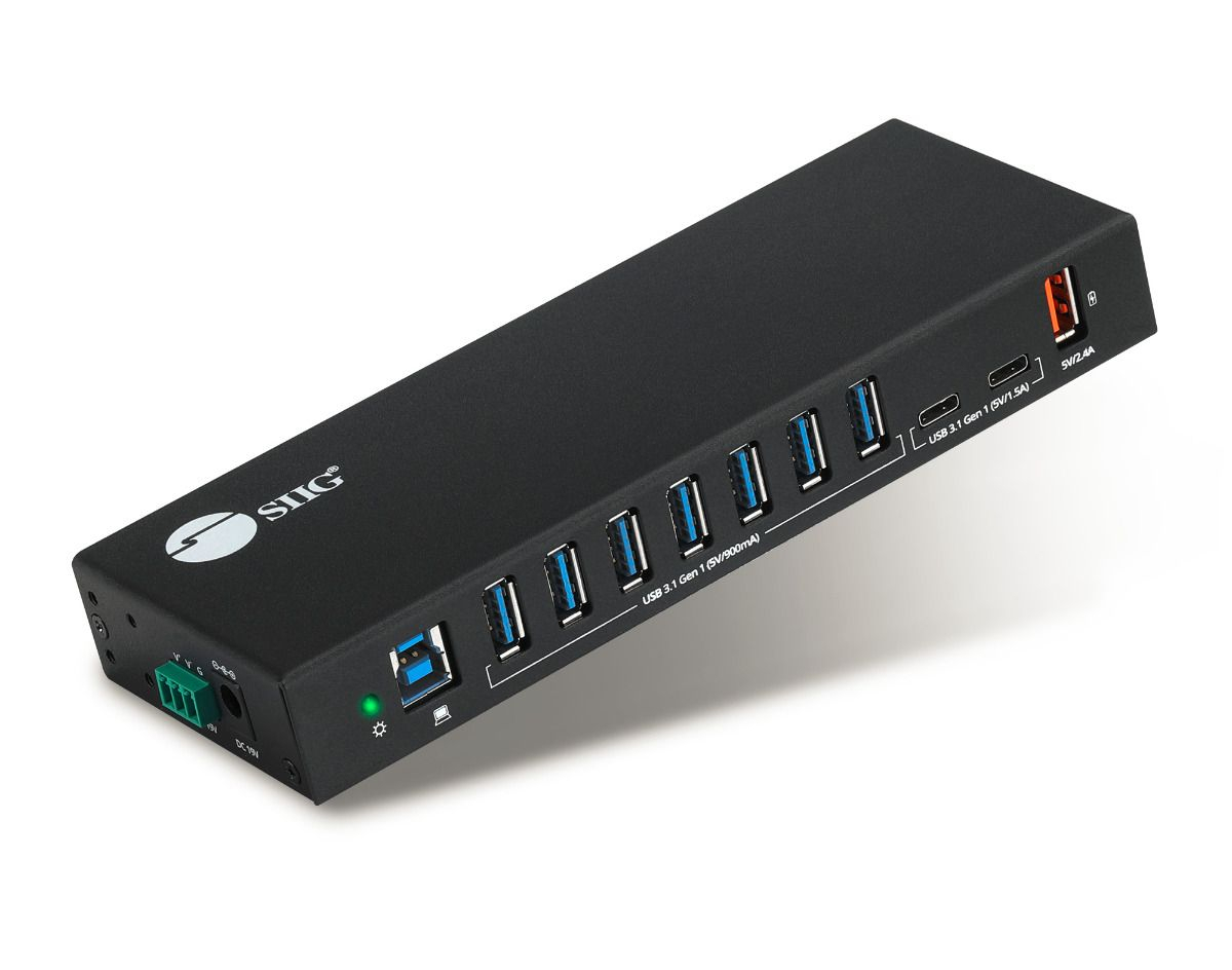 SIIG 10 Port Industrial USB 3.1 Gen 1 Hub with Dual USB-C & 65W ...