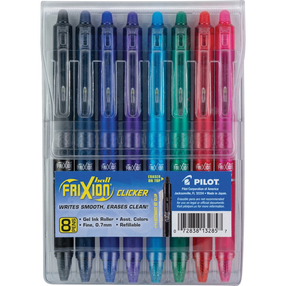 Pilot FriXion Ball Clicker Erasable Retractable Gel Pens, Pack of 8 ...