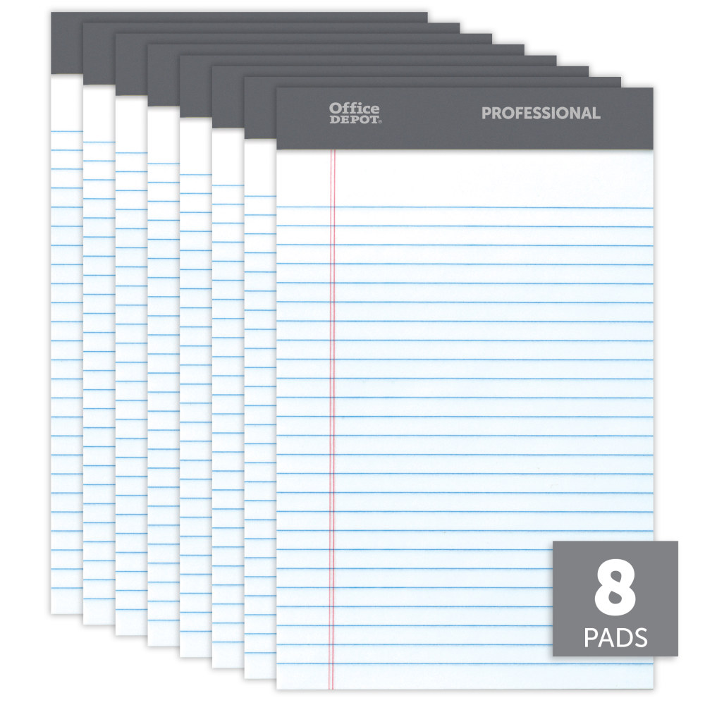 Professional Writing Pads, 5" x 8", Narrow Ruled, 50 Sheets, White ...