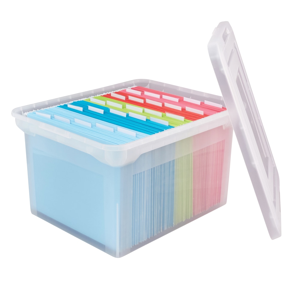 File Tote With Snap Lid And Built In Handles, Letter/Legal Size, 18" x ...