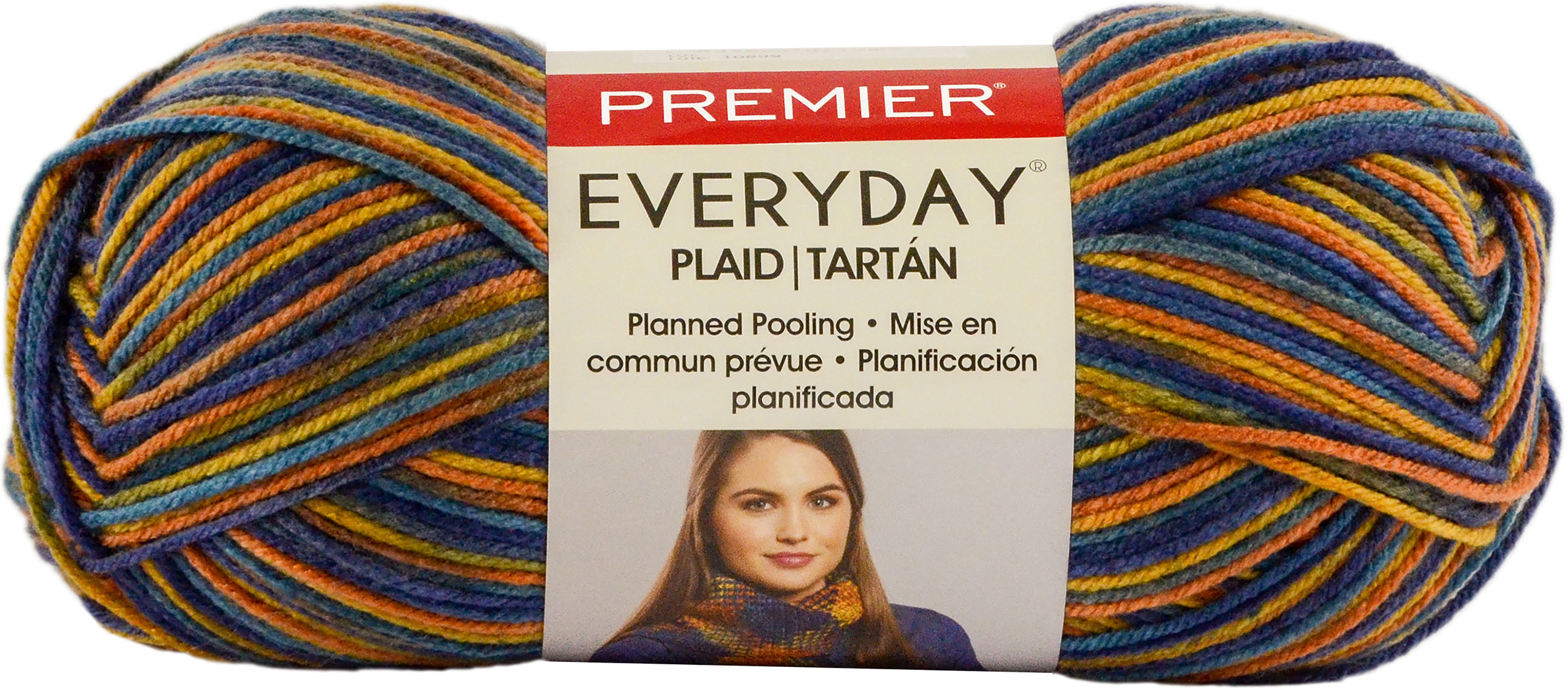 Premier Everyday Plaid Yarn - Navy Orange Plaid | OfficeSupply.com