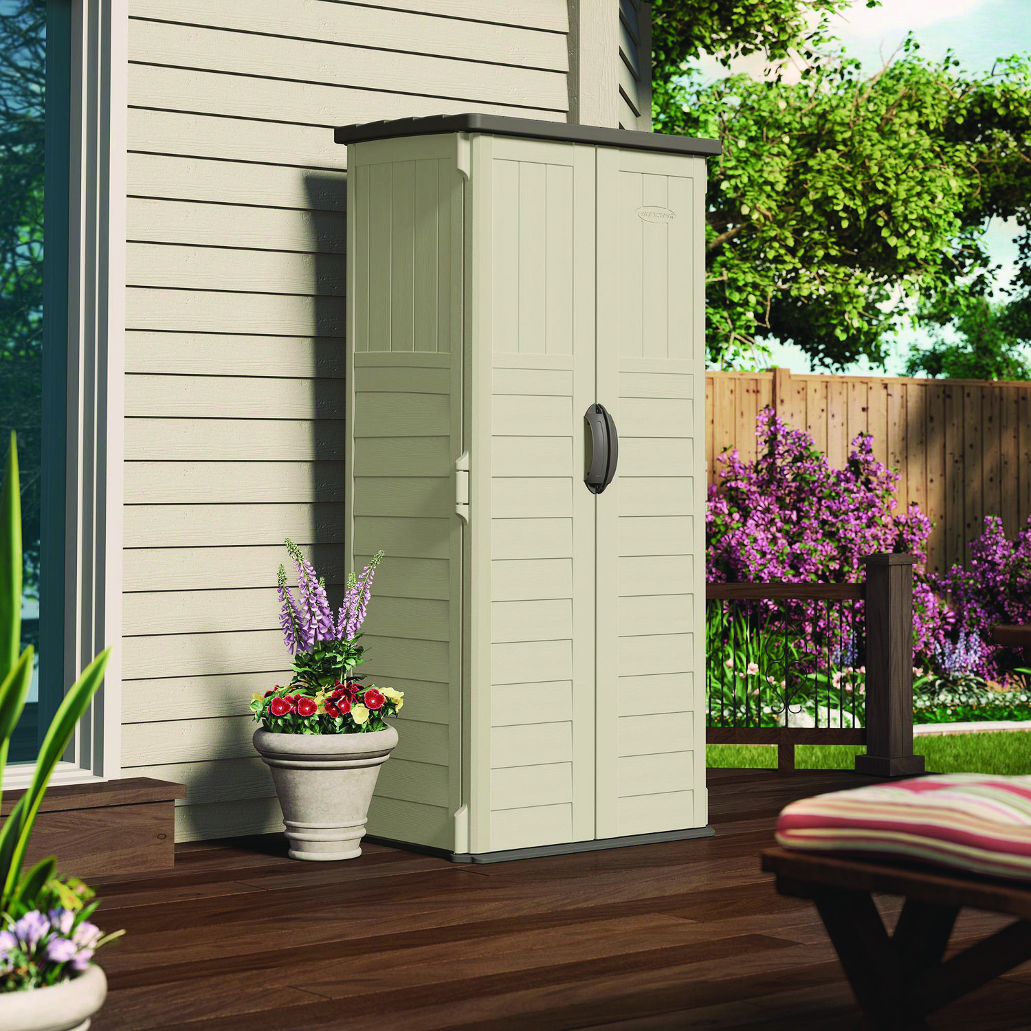 Suncast Vertical Storage Shed, 22 cu ft, 2 ft 8.25" x 2 ft 1.5" x 6 ft ...