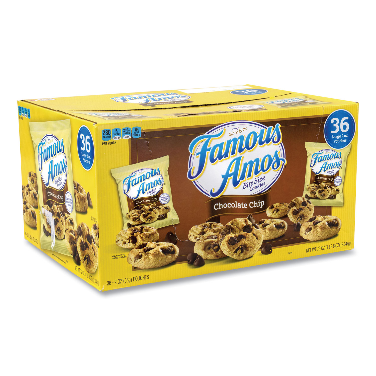 Famous Amos Cookies, Chocolate Chip, 2 oz Bag, 60/Carton | OfficeSupply.com