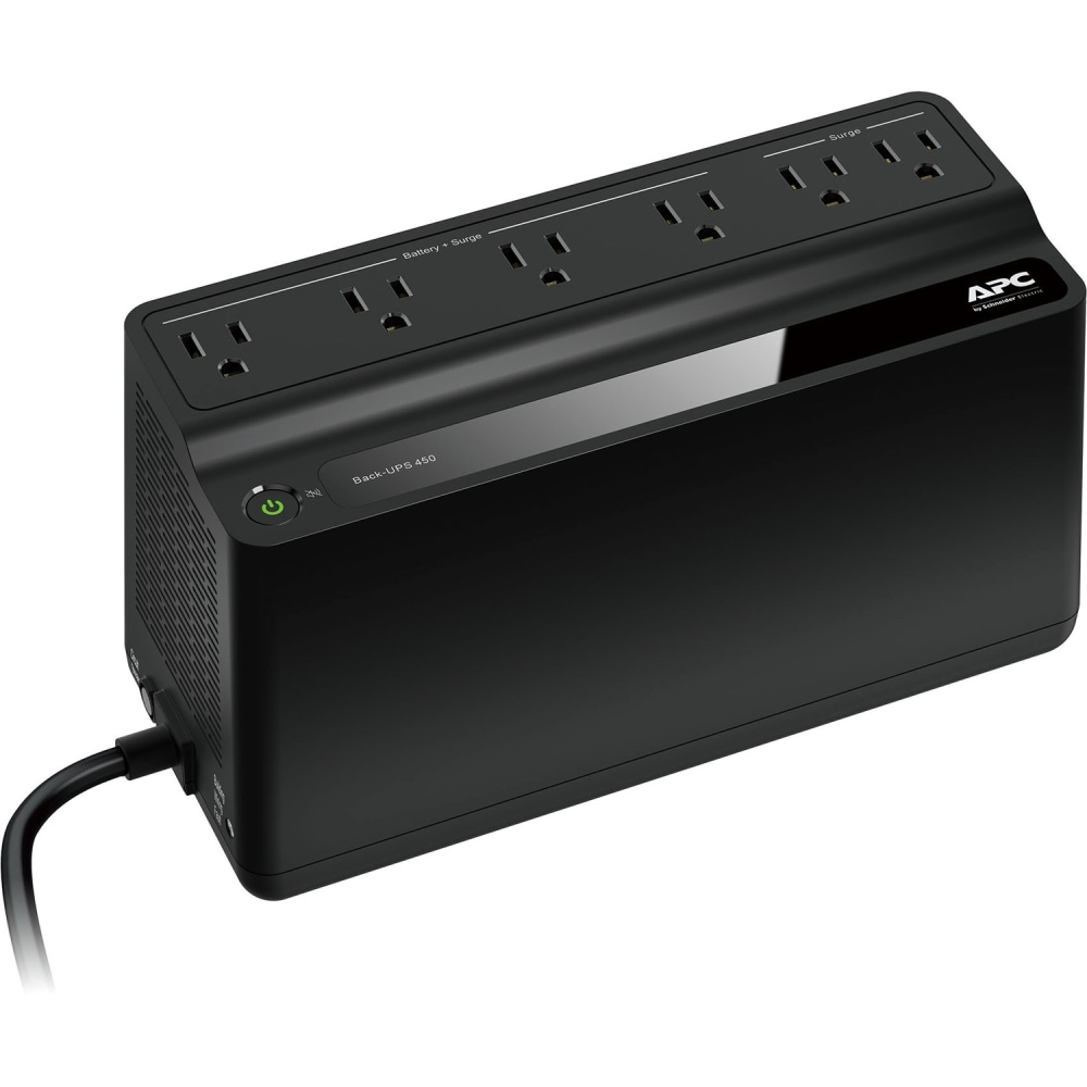 APC Back-UPS BN450M Battery Backup, 6 Outlet, 450VA/255W | OfficeSupply.com