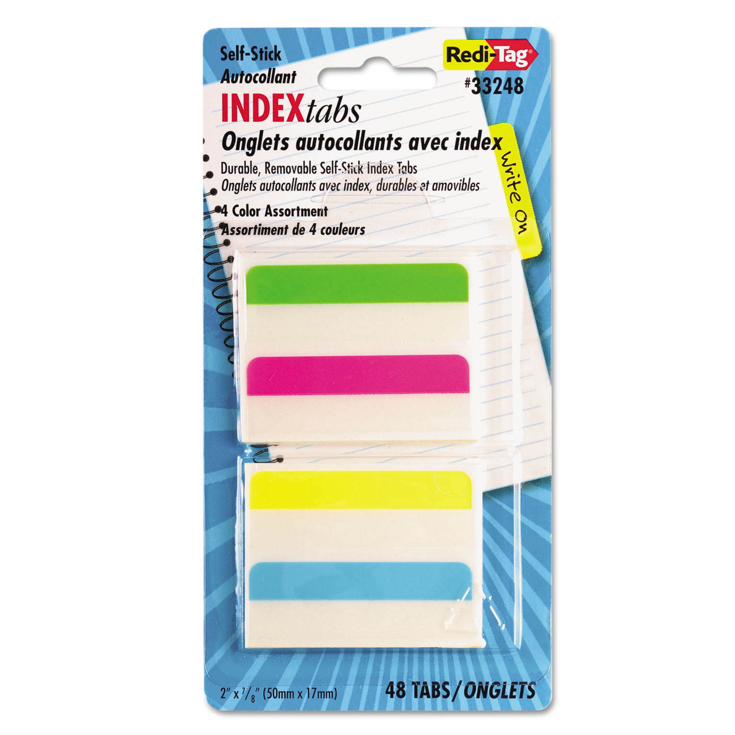 Post It Tabs Redi-Tag Removable Index Tabs - 48-Pack Colorful Write-On ...