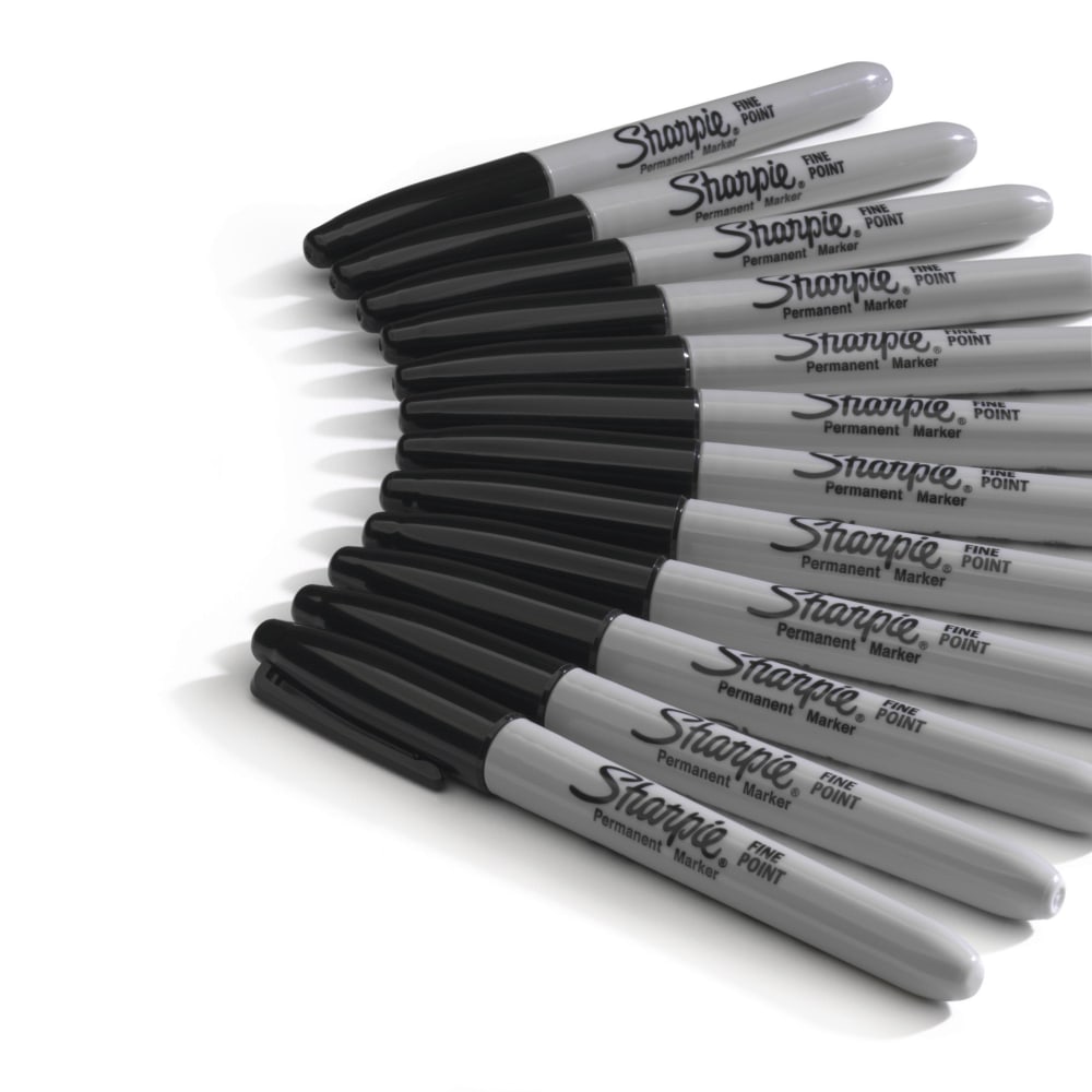 Sharpie Fine Tip Permanent Marker, Fine Bullet Tip, Black, Dozen ...