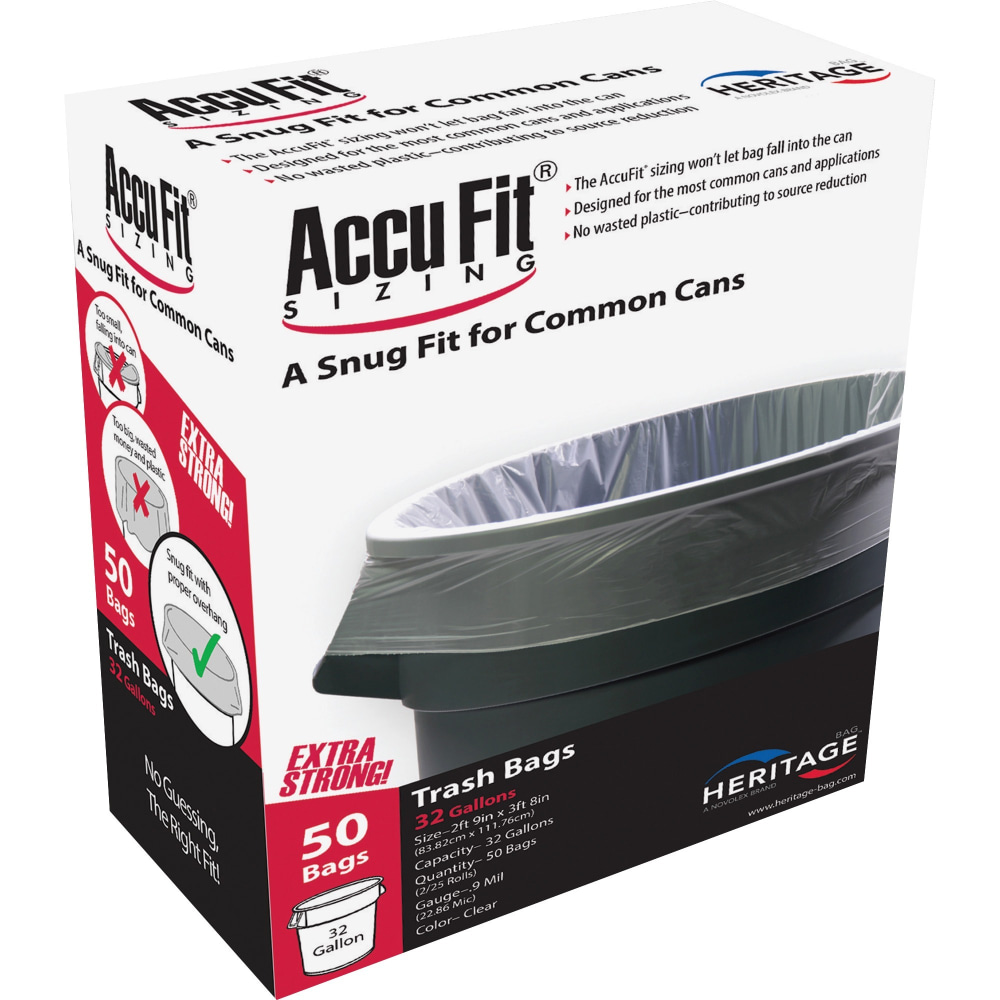 Heritage Accufit Reprime 32 Gallon Can Liners, 32 gal Capacity, 33"x 44 ...
