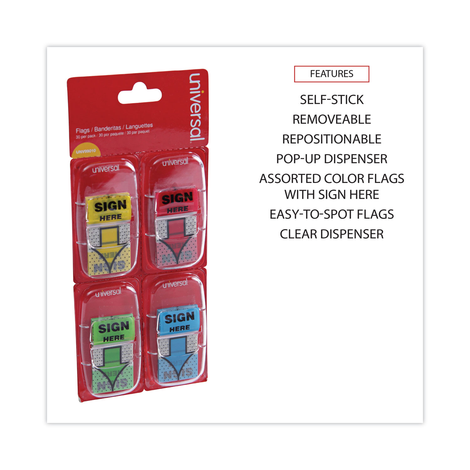 Universal Deluxe Message Arrow Flags, "Sign-Here", Assorted Colors, 120 ...