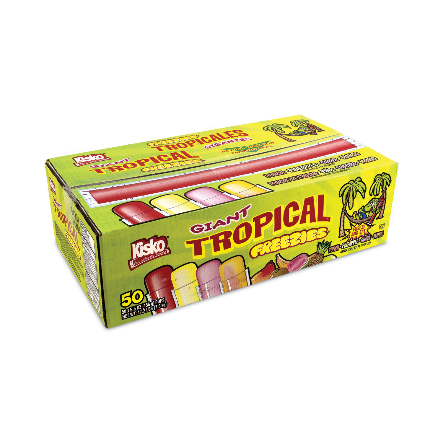 Kisko Giant Tropical Freezies Ice Pops, Fruit Punch, Guava, Mango ...