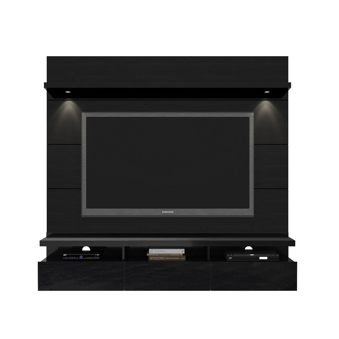 Cabrini 1.8 Floating Wall Theater Entertainment Center in Black Gloss ...
