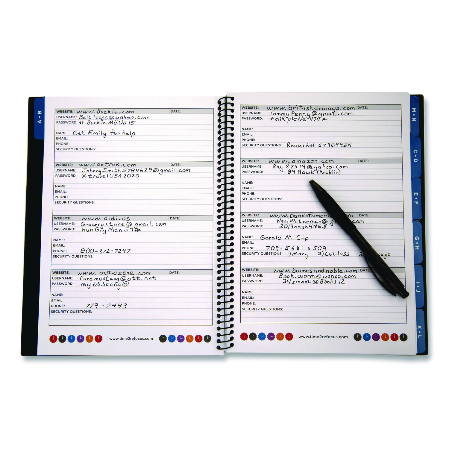 RE-Focus The Creative Office Large Password Log Book, User-Name ...