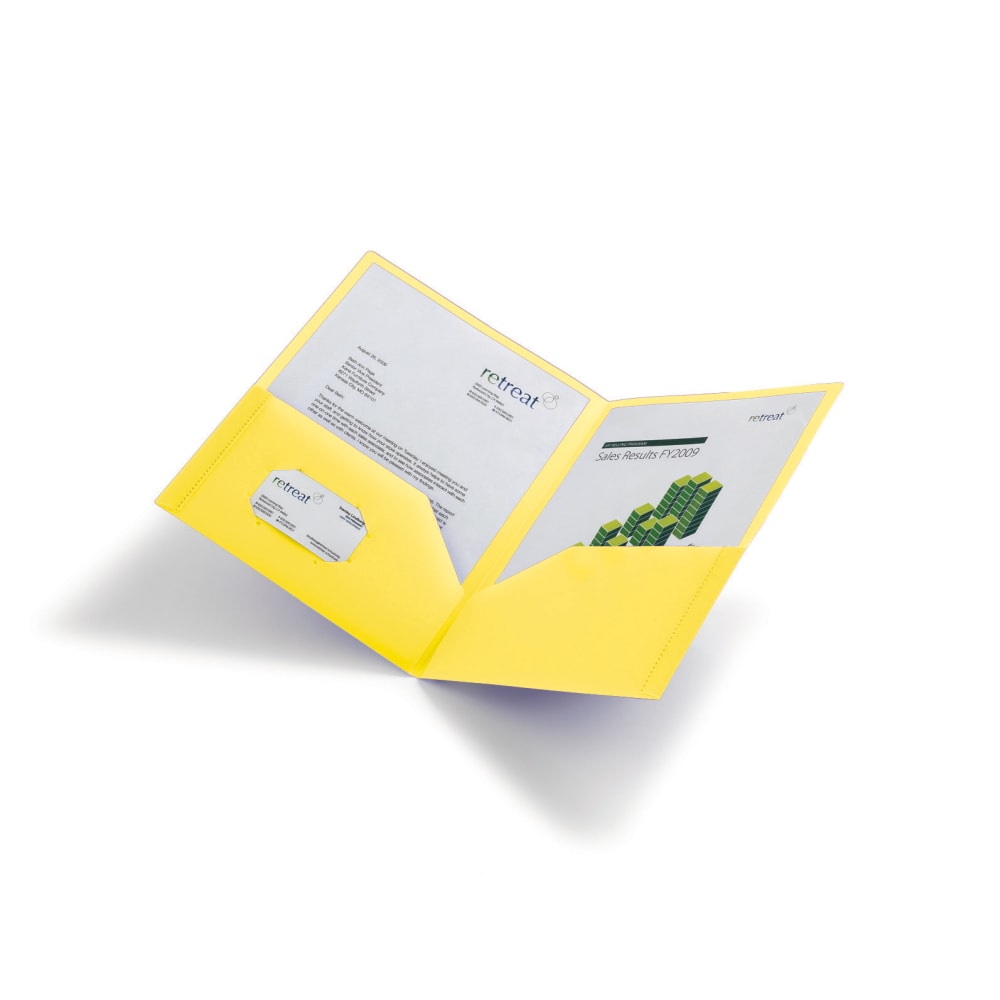 School-Grade 2-Pocket Poly Folder, Letter Size, Yellow | OfficeSupply.com