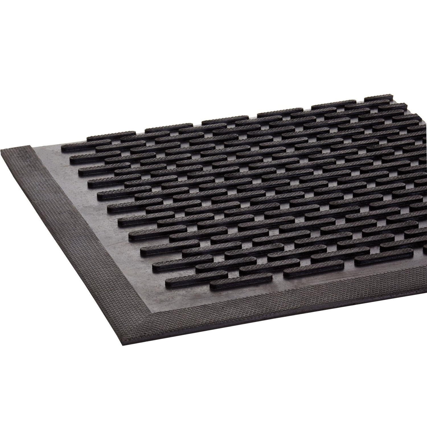 Crown-Tred Indoor/Outdoor Scraper Mat, Black Loop-Twist Ribbed Rubber ...