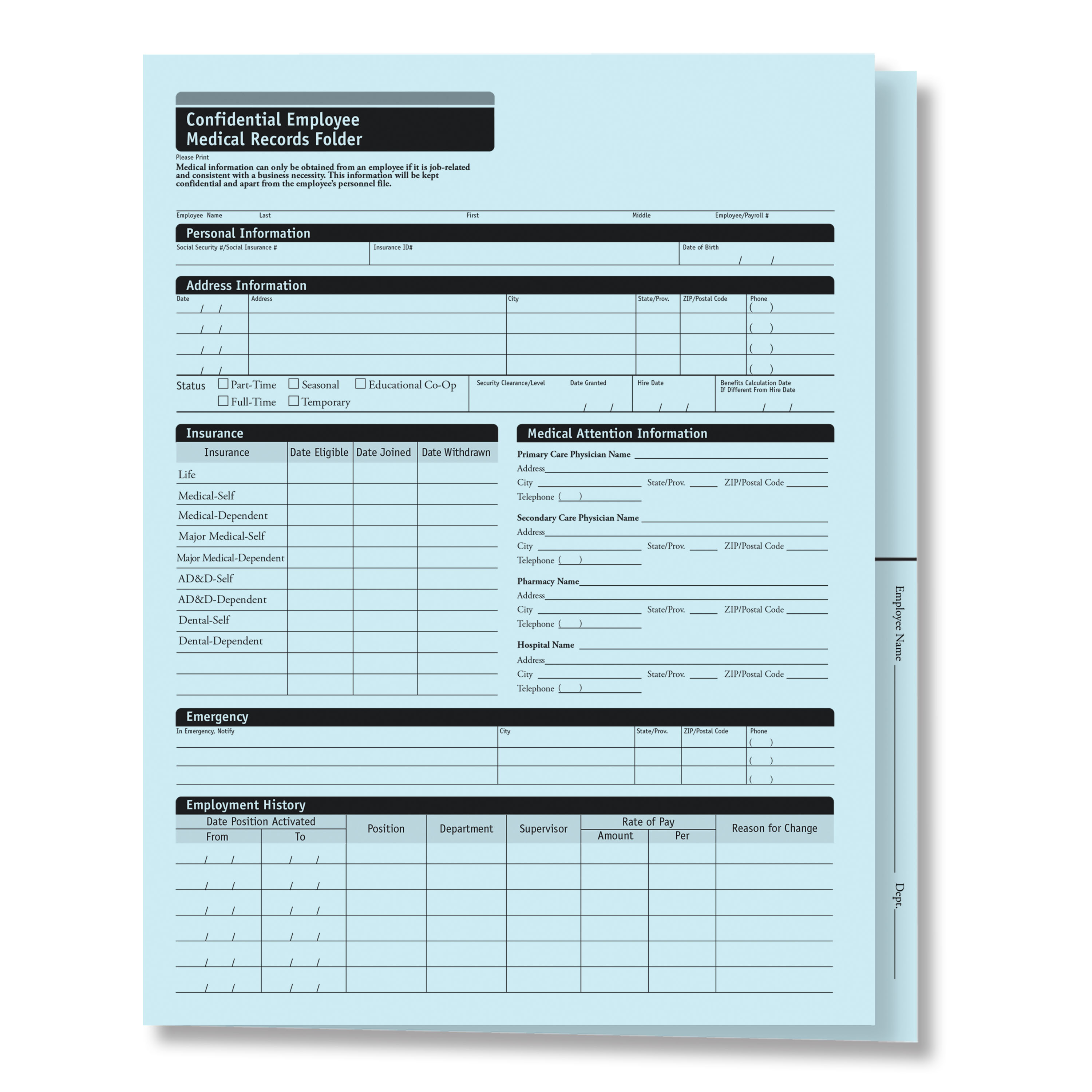 Employee Folders Employee Hiring & Employment History Folders - Pack Of ...