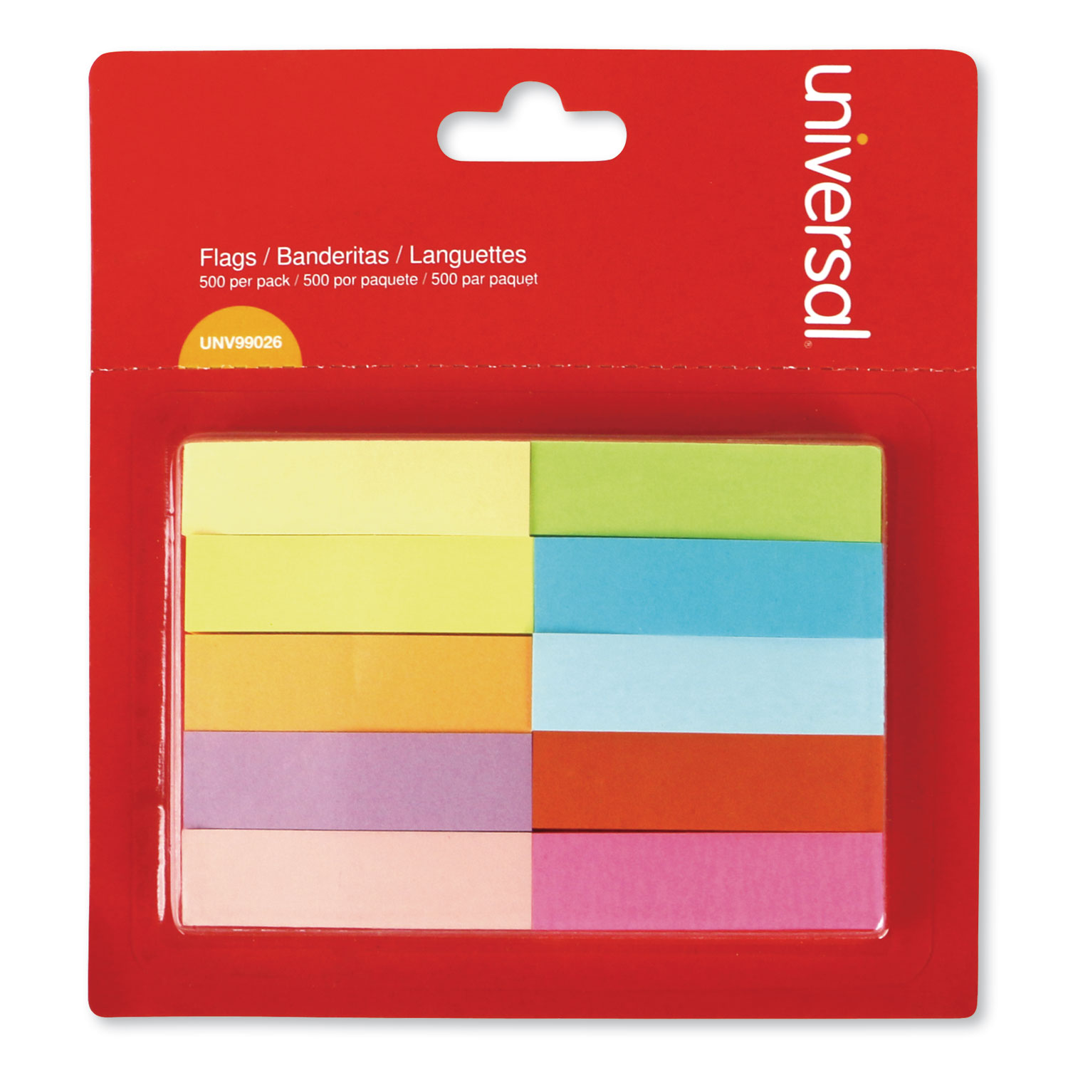 Universal Self-Stick Page Tabs, 1/2" x 2", Assorted Colors, 500/Pack ...