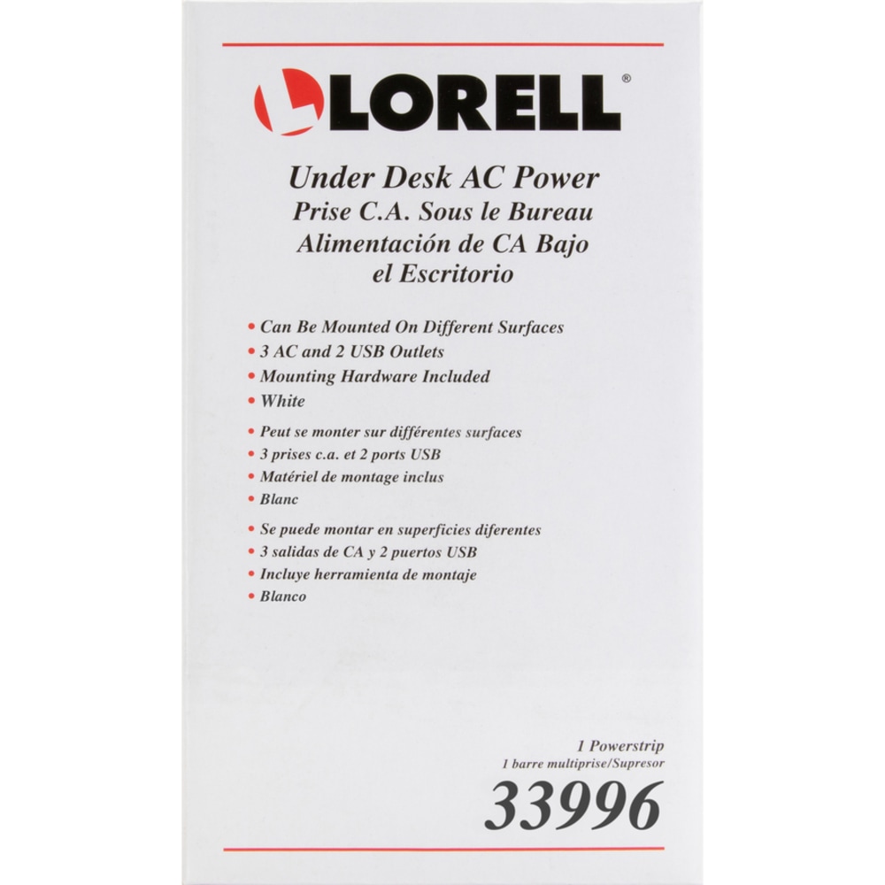 Lorell AC/USB Power Center, Underdesk Mount, White | OfficeSupply.com