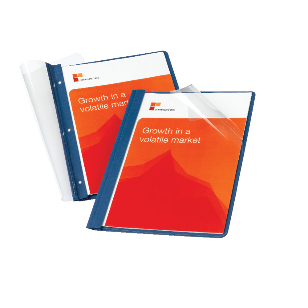 Clear-Front Report Covers, Dark Blue, Pack Of 10 | OfficeSupply.com