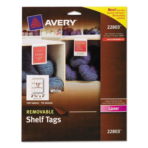 Avery Removable Self-Adhesive Shelf Tags, 2 x 2-1/4, White, 120 Tags ...