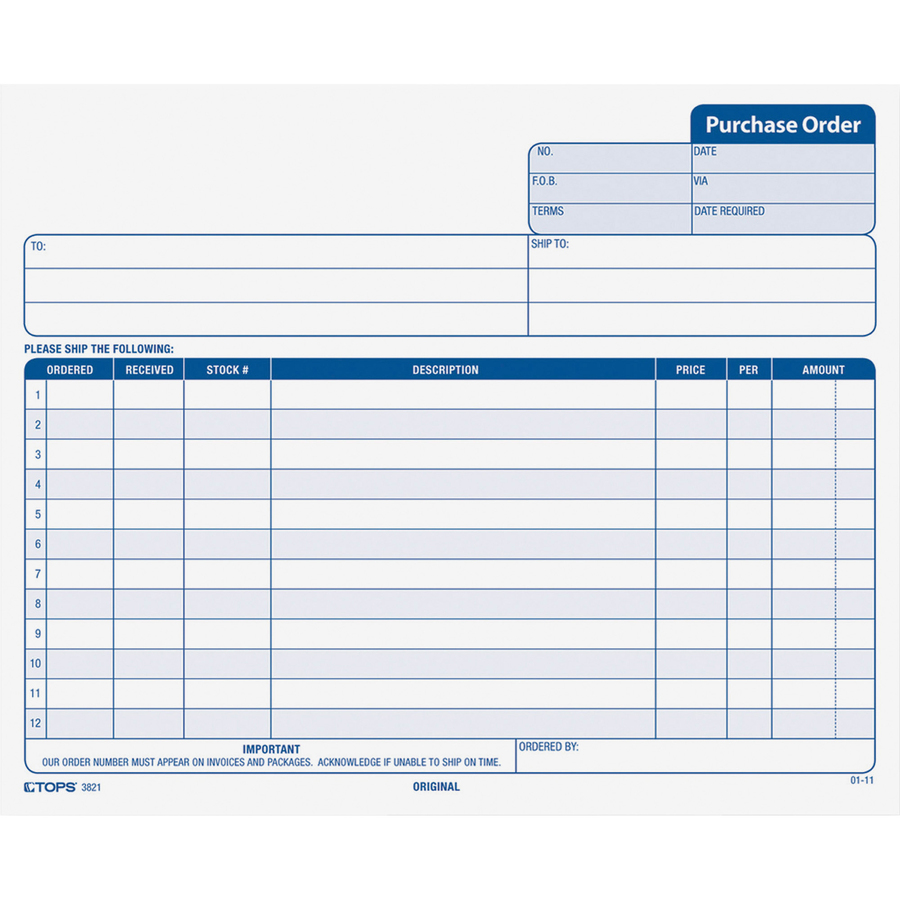 TOPS Purchase Order Form - TOP3821 | OfficeSupply.com