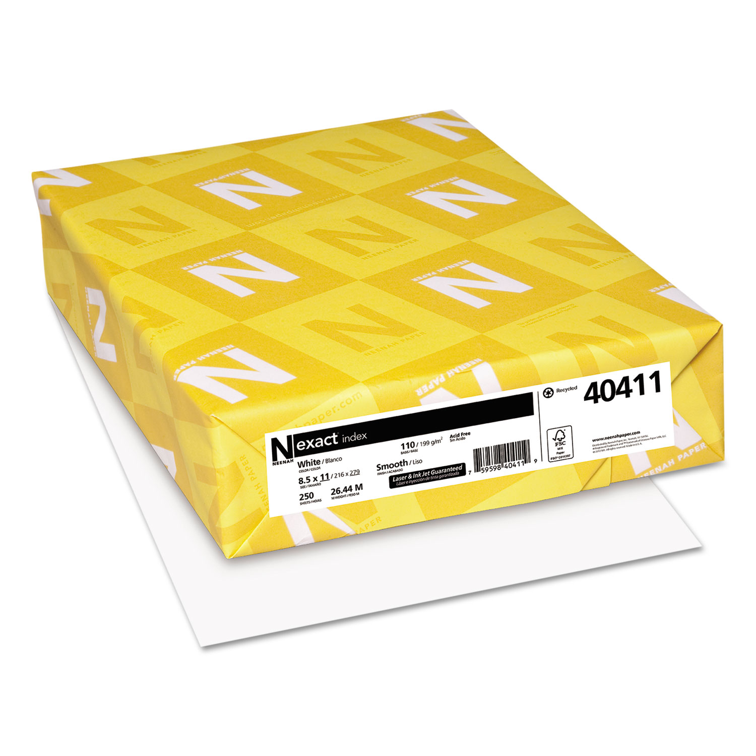 Neenah Paper Exact Index Card Stock Smooth 110lb 94 Bright 8 1 2 X neenah-paper-exact-index-card-stock-smooth-110lb-94-bright-8-1-2-x
