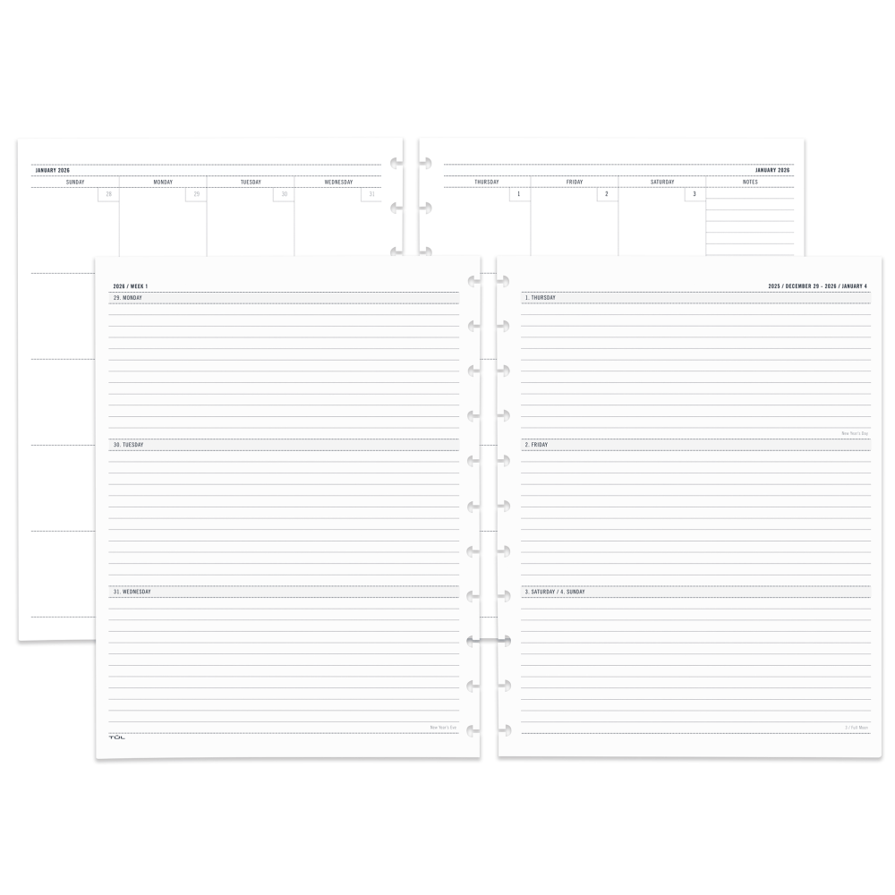 2026 TUL Discbound Weekly/Monthly Planner Refill Pages, Letter Size ...