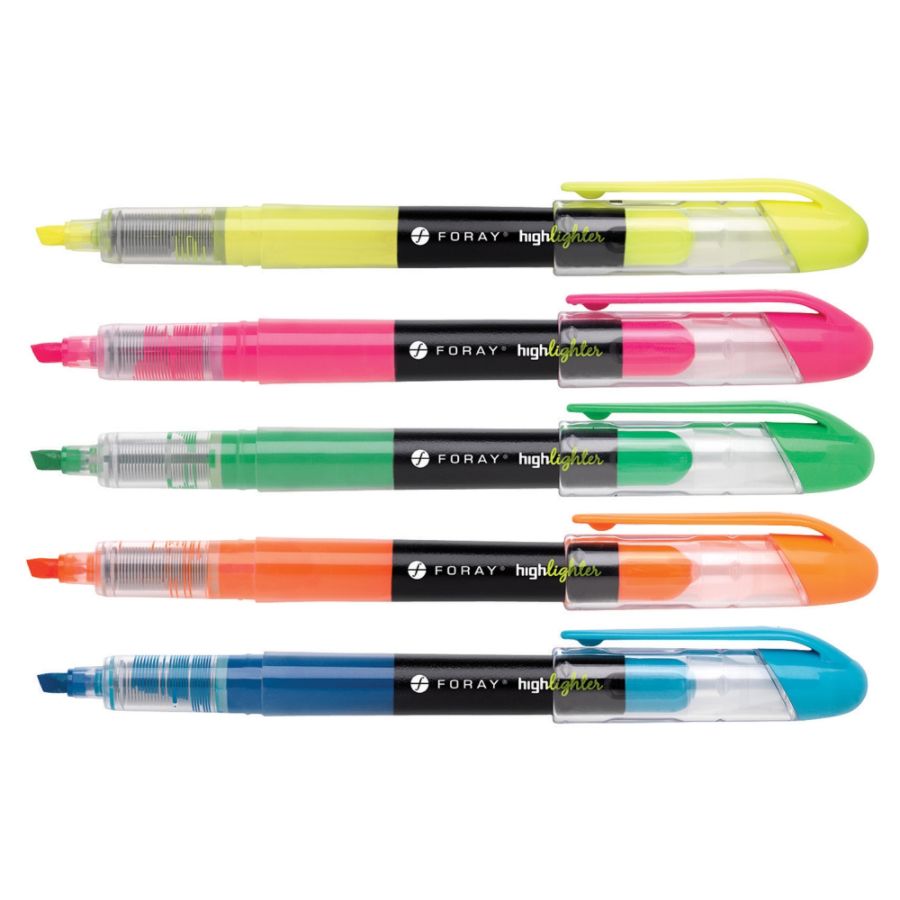 FORAY Liquid Ink Highlighters With Chisel Tips, Assorted Colors, Pack ...
