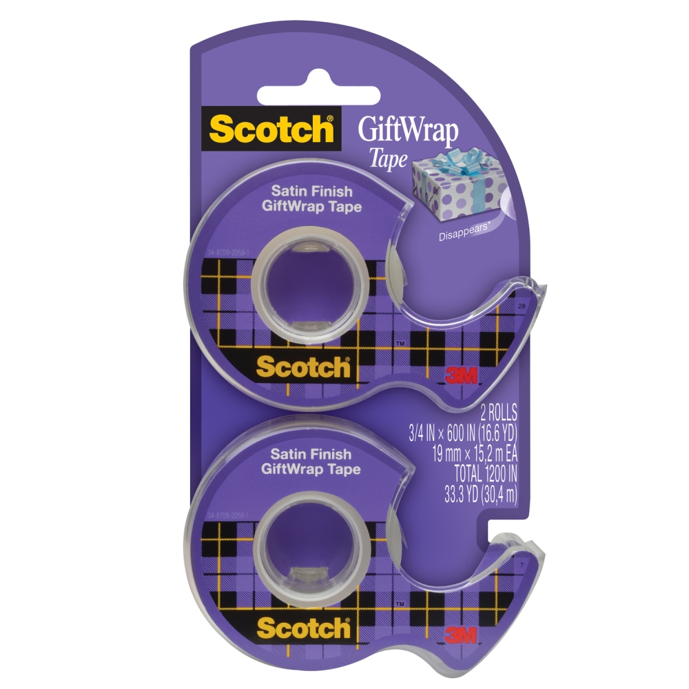 Scotch Satin Gift Wrap Tape 3 4 X 600 Clear Pack Of 2 Rolls scotch-satin-gift-wrap-tape-3-4-x-600-clear-pack-of-2-rolls