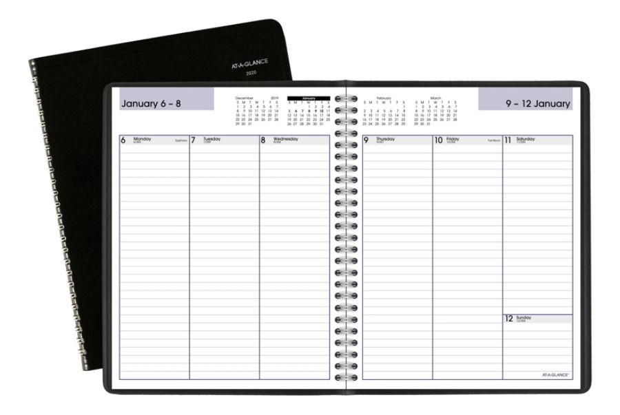 AT-A-GLANCE DayMinder Column-Style Weekly Planner, 7" x 8-3/4", Black ...