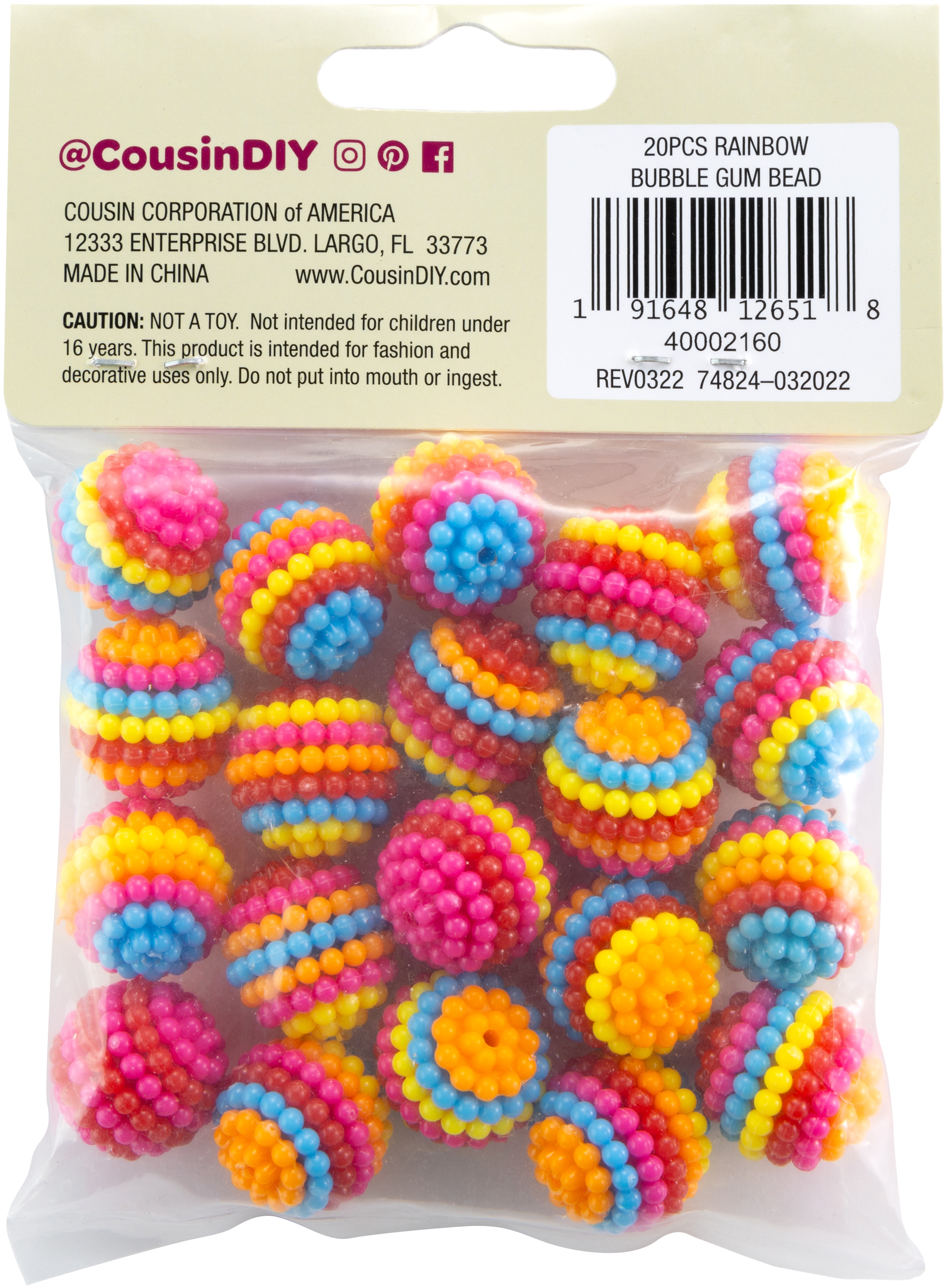 CousinDIY Bubblegum Bead 20mm 20/Pkg | OfficeSupply.com