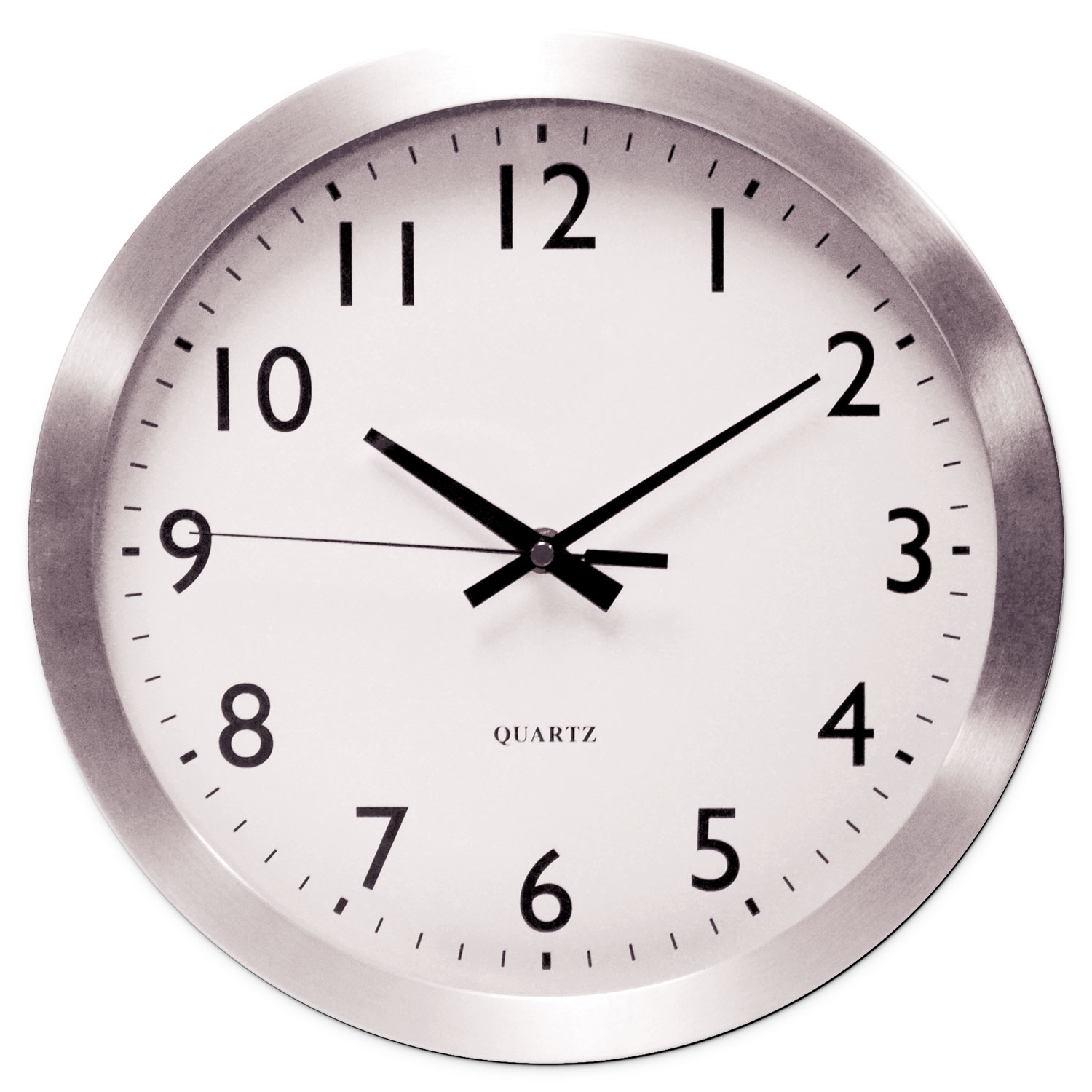 Universal Brushed Aluminum Wall Clock, 12" Overall Diameter, Silver ...