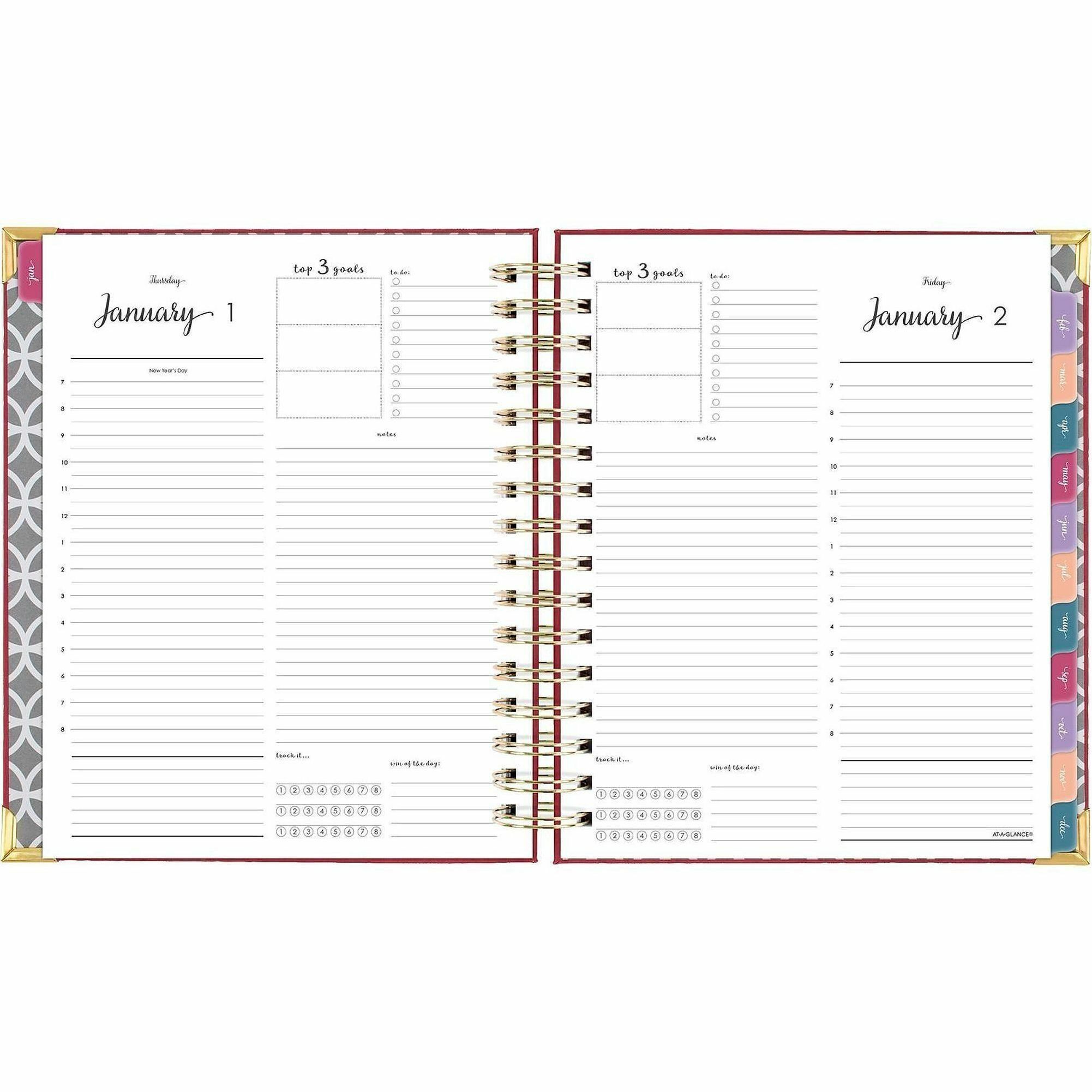 At-A-Glance Harmony Hardcover Daily Monthly Planner, Berry, Medium, 7 ...