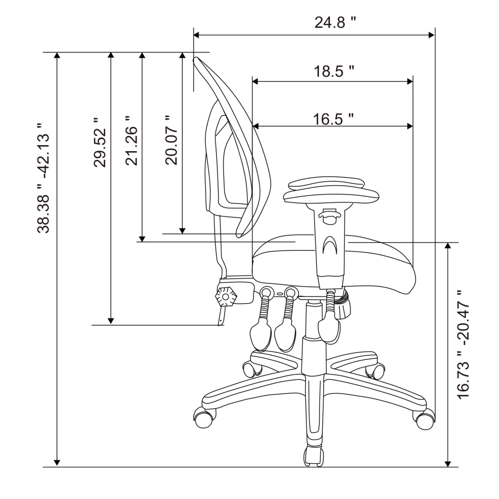 MFTC 200 Ergonomic Mesh Mid-Back Task Office Chair, Black, BIFMA ...