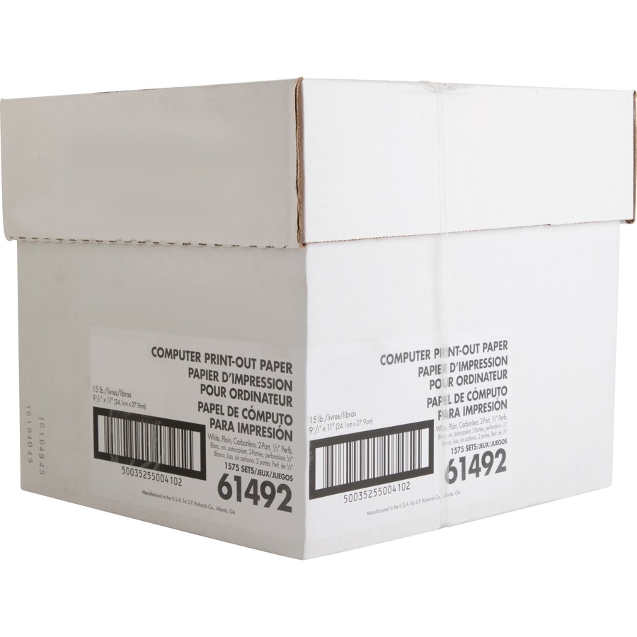 Sparco Dot Matrix 2-Part Carbonless Copy Paper, White, Letter (8.5" x ...