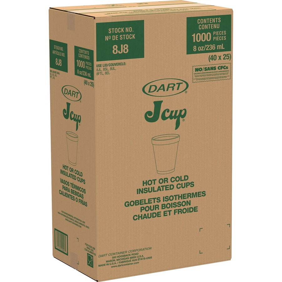 Dart J Cup 8 oz Insulated Foam Cups - DCC8J8 | OfficeSupply.com