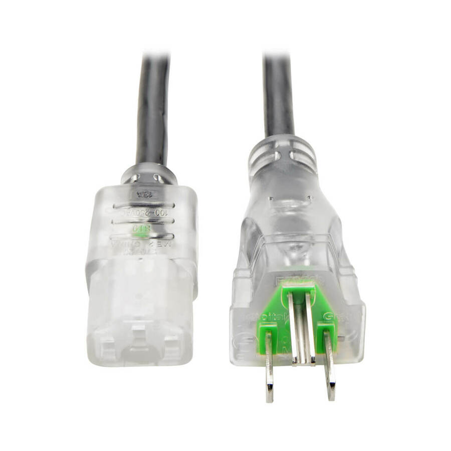 Eaton Tripp Lite Series Hospital-Grade Power Cord, NEMA 5-15P to C13 - Green Dot, 13A, 125V, 16 ...