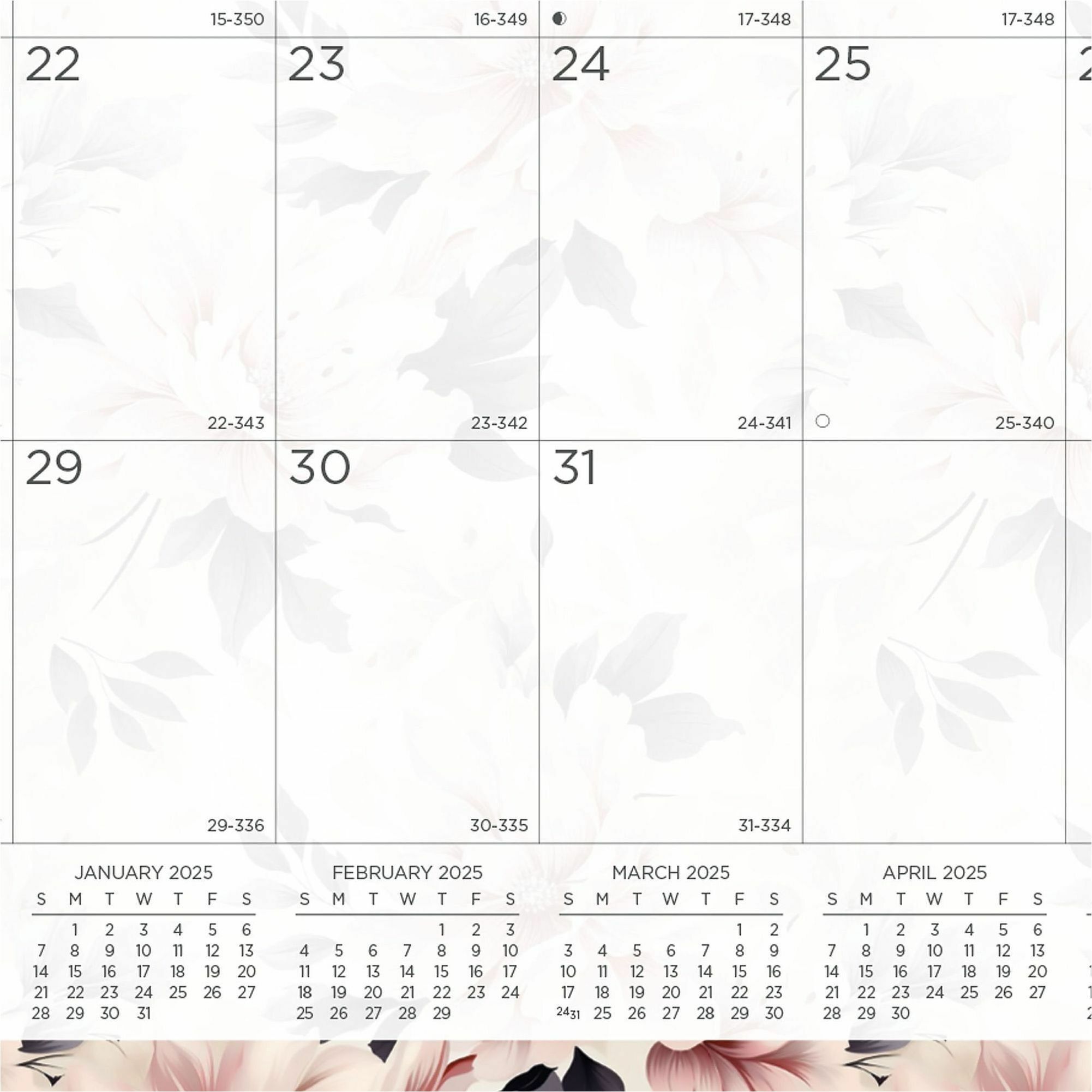 Blueline 12-Month Colorful Wall Calendar, Floral Artwork, 12 x 17 ...