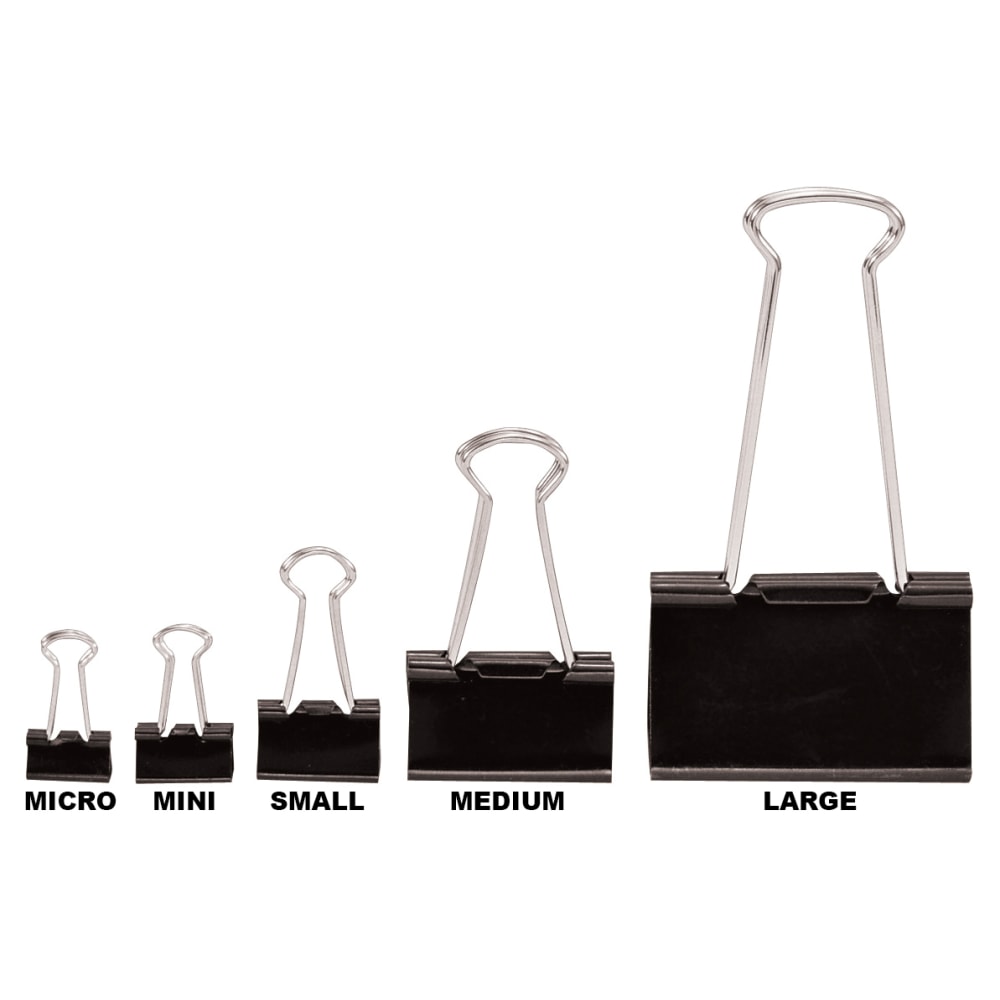 Binder Clips, Small, 3/4" Wide, 3/8" Capacity, Black, 12 Clips Per Box ...