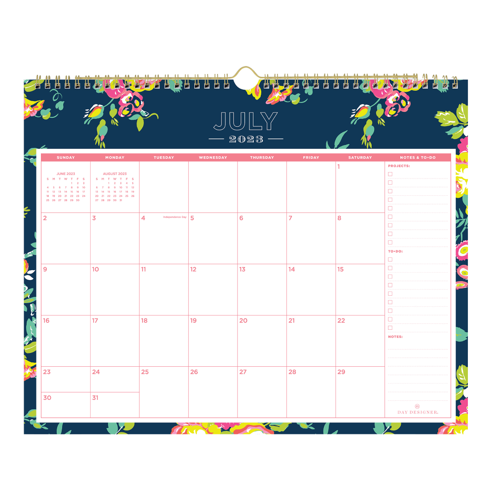 2023-2024 Day Designer Peyton Monthly Academic Wall Calendar, 15" x 12", Navy, July 2023 to June ...