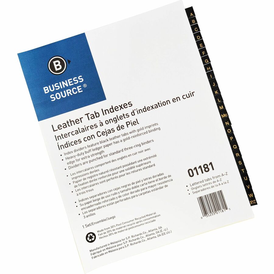 Sparco A-Z Leather Tab Index Dividers, 8-1/2" x 11", Buff ...