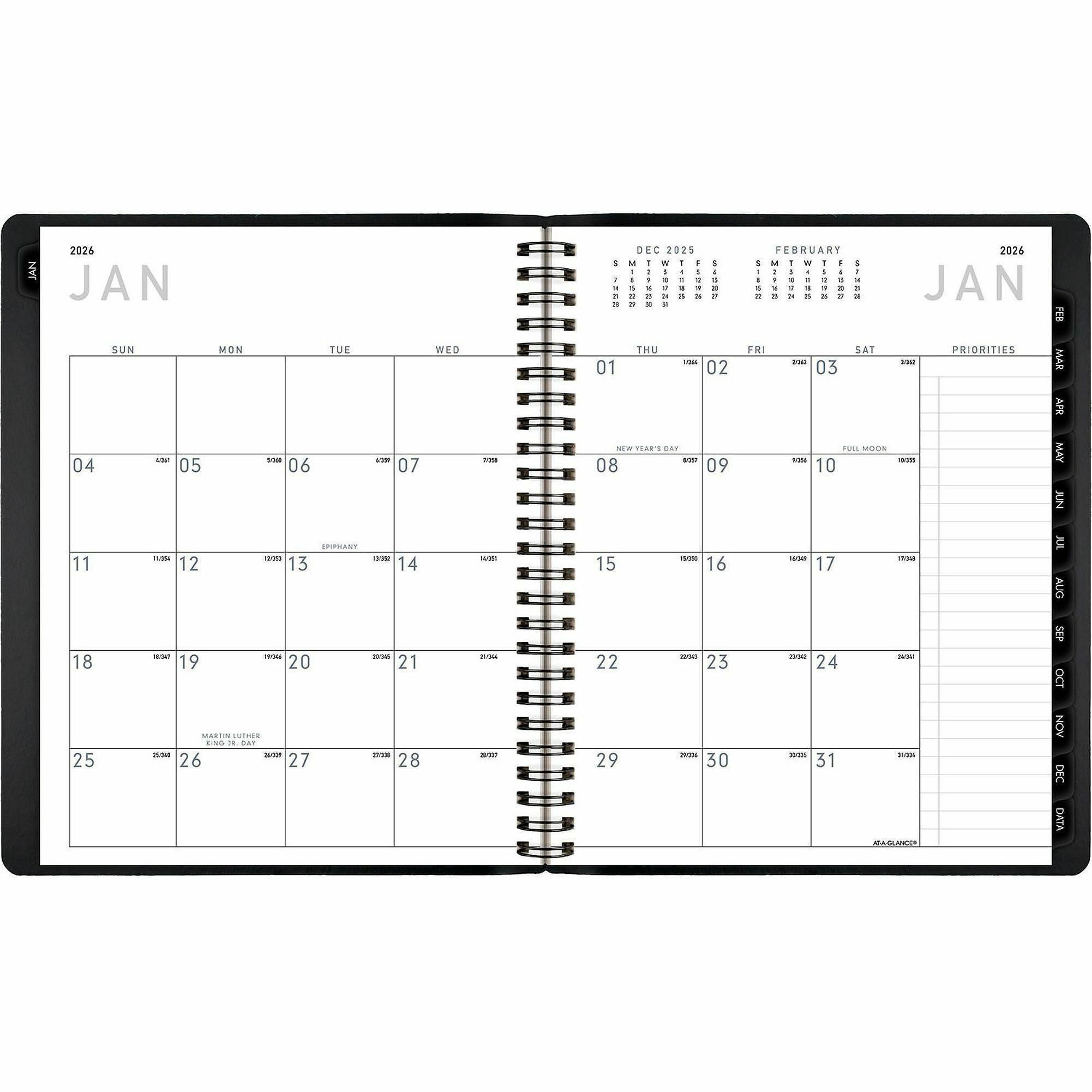 AT-A-GLANCE Contemporary Monthly Planner, 8.75 x 7, Black Cover, 12 ...