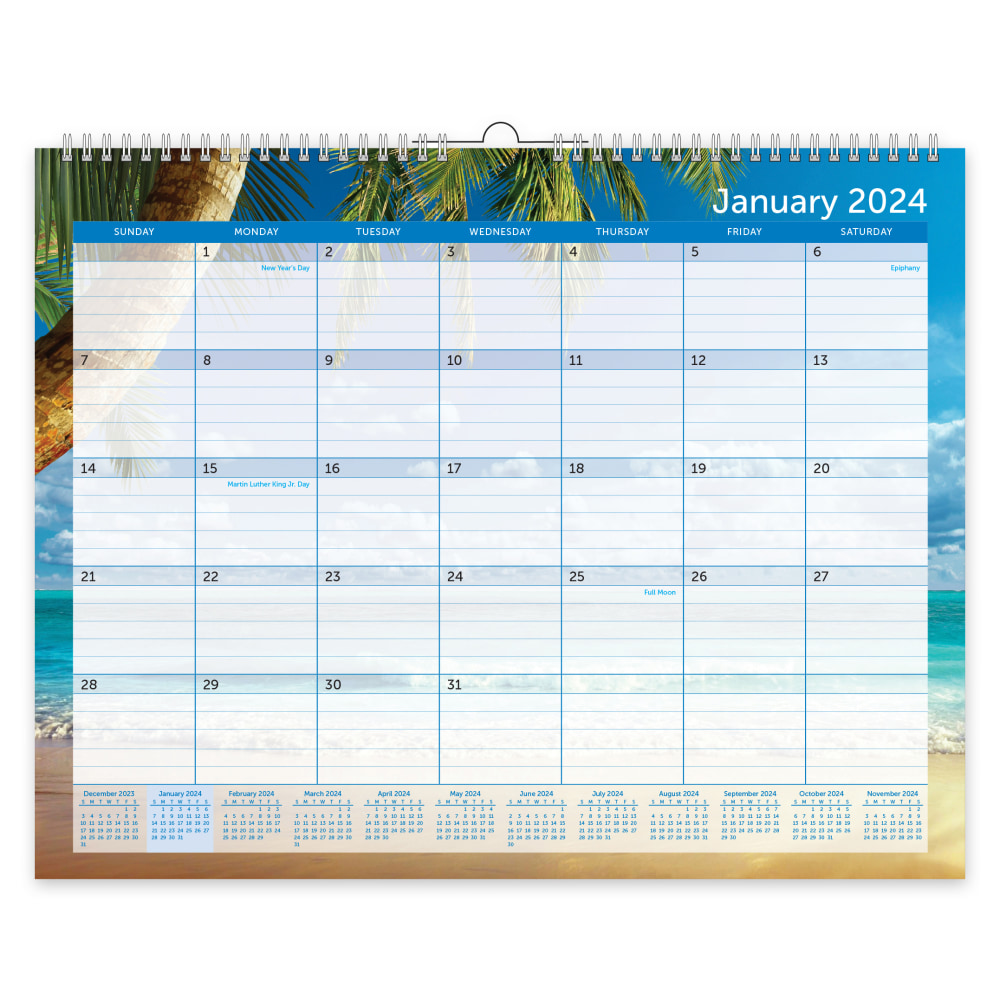 2024 Office Depot Brand Monthly Wall Calendar, 12" x 15", January To ...