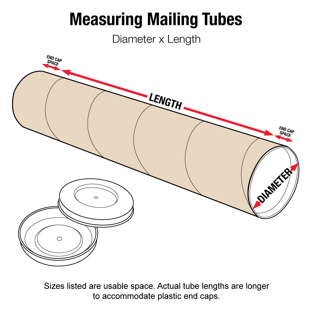 Partners Brand Kraft Mailing Tubes With Plastic Endcaps, 2" x 15", Pack ...