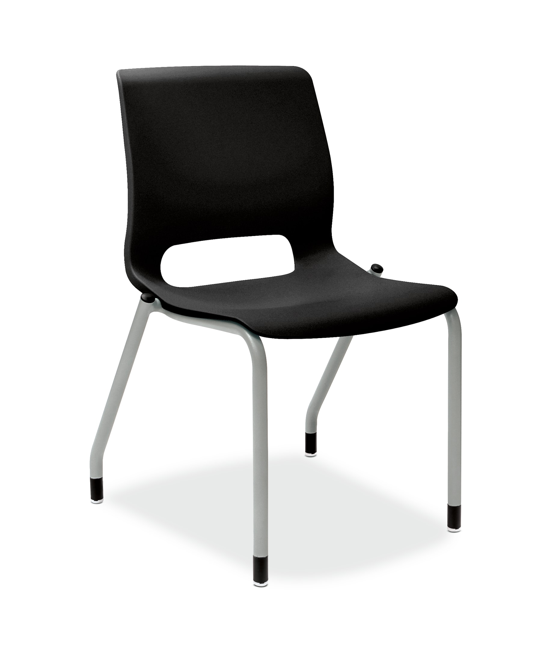 HON Motivate Stacking Chair | Onyx Shell | Textured Platinum Frame | 2 ...