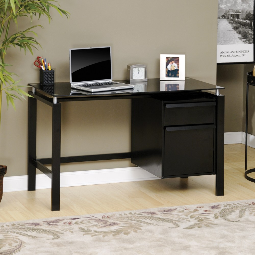 Lake Point 46”W Writing Desk, Black | OfficeSupply.com