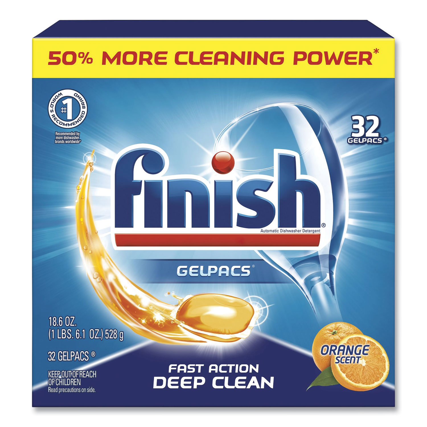 FINISH Dish Detergent Gelpacs, Orange Scent, 32/Box | OfficeSupply.com