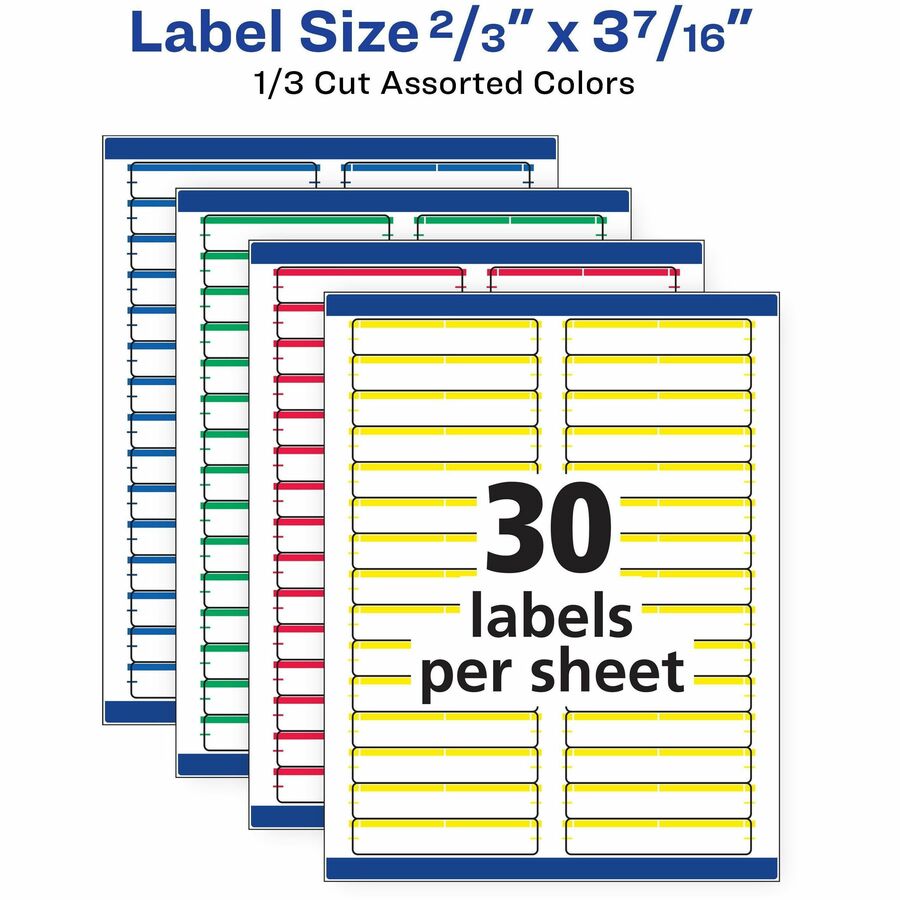 Avery TrueBlock Permanent Inkjet/Laser File Folder Labels, 5266, 2/3" x ...