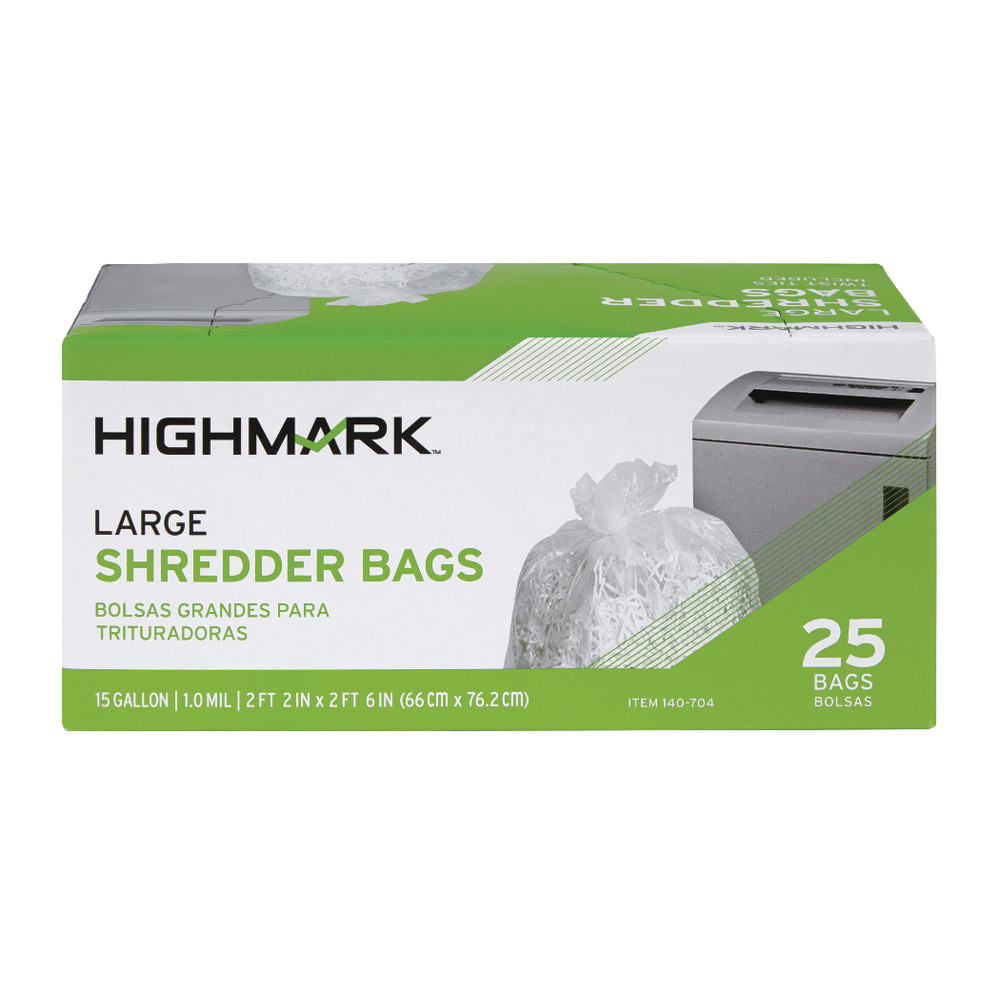 Highmark Large Shredder Bags, 15 Gallon, Clear, Box Of 25 Bags ...