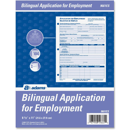 Cardinal Bilingual Employment Application Form | OfficeSupply.com