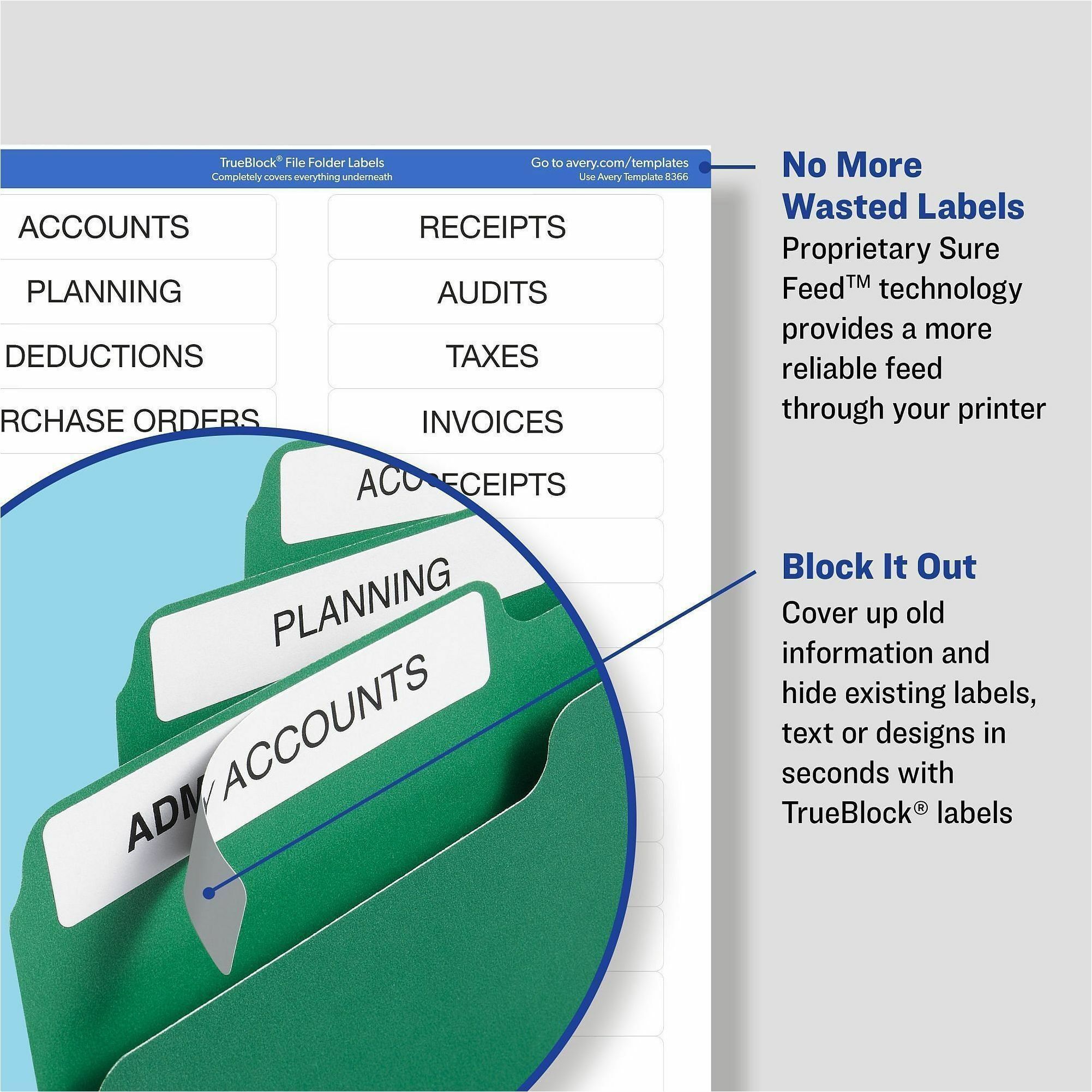 Avery TrueBlock Permanent File Folder Labels, 8366, 2/3" x 3 7/16 ...